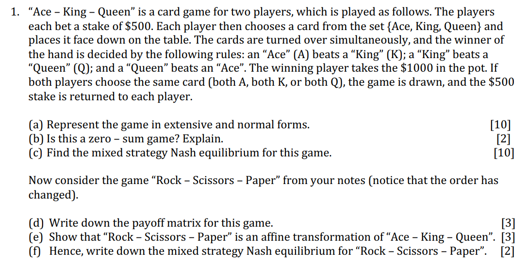 Solved please show all working and explanation. "Ace - ﻿King | Chegg.com