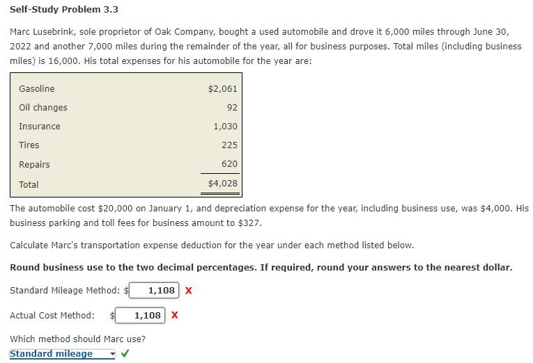 Solved Self-Study Problem 3.3Marc Lusebrink, sole proprietor | Chegg.com