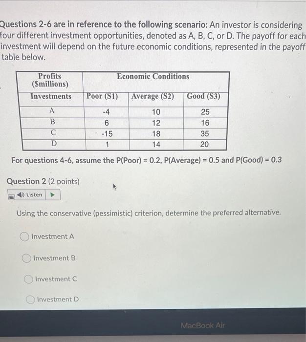 Solved Questions 2-6 are in reference to the following | Chegg.com