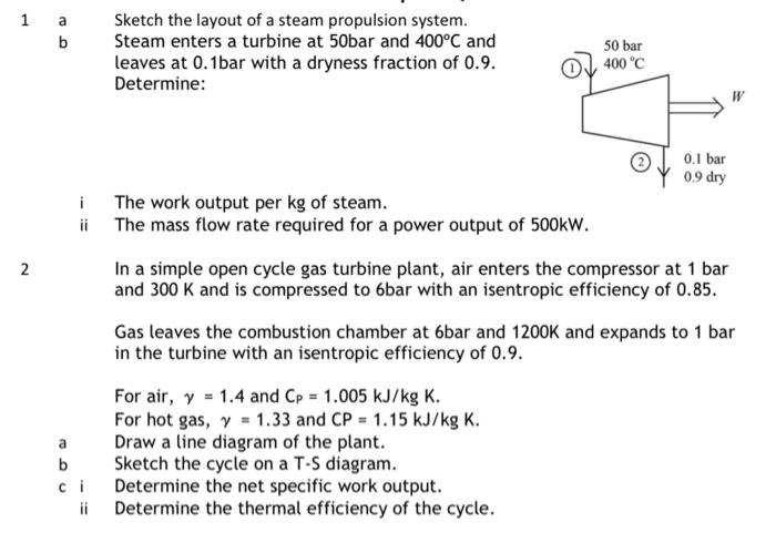 Solved a Sketch the layout of a steam propulsion system. b | Chegg.com