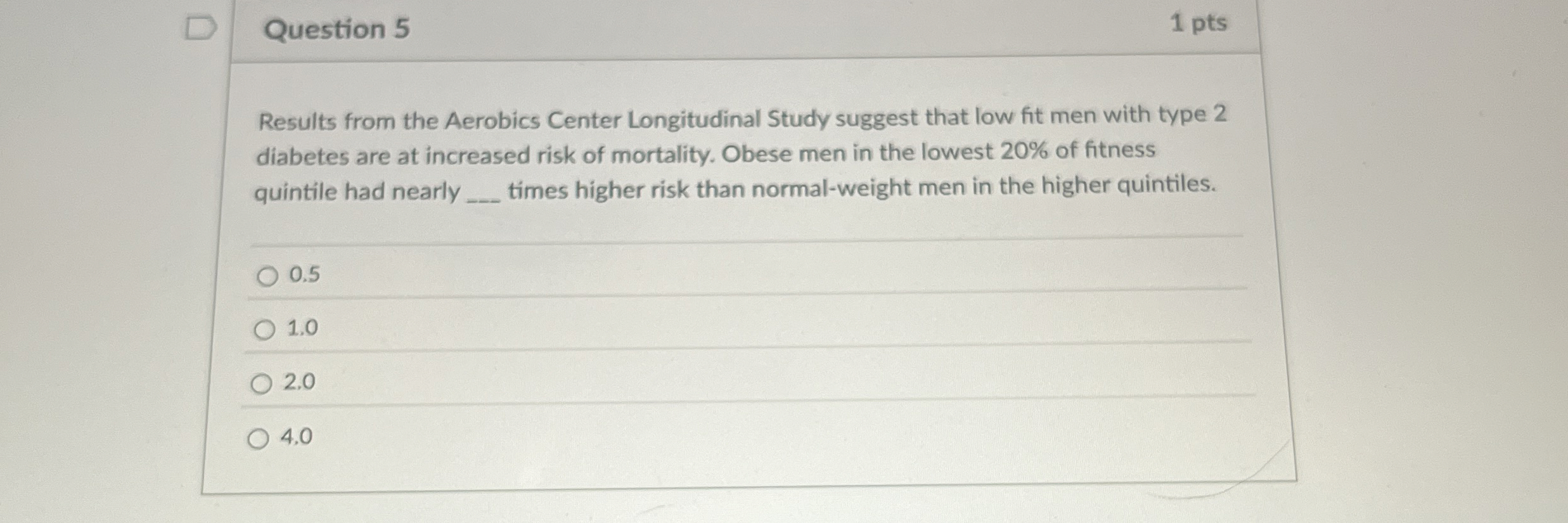 Solved Question 51 ﻿ptsResults from the Aerobics Center | Chegg.com