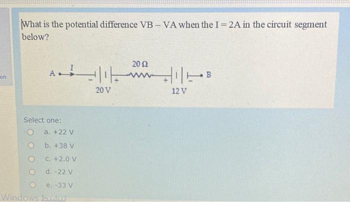 Solved What is the potential difference VB - VA when the | Chegg.com