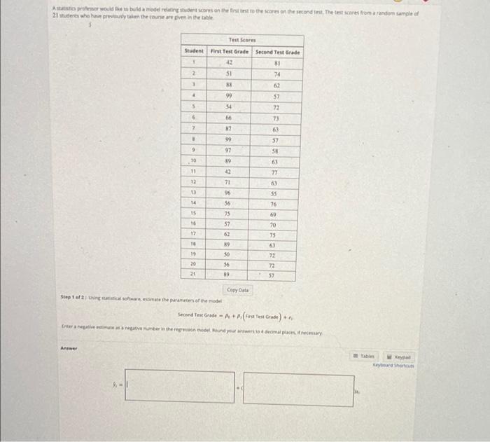 Solved A statistics professor would like to build a model | Chegg.com