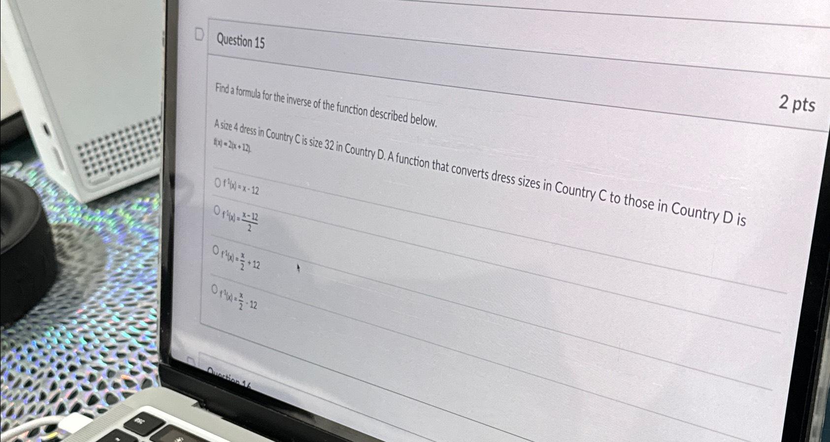 Solved 2 ﻿ptsFind a formula for the inverse of the function | Chegg.com