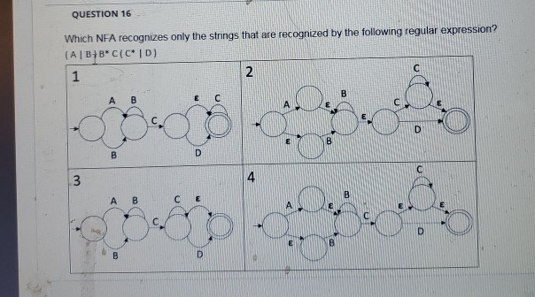Solved QUESTION 16 Which NFA recognizes only the strings | Chegg.com