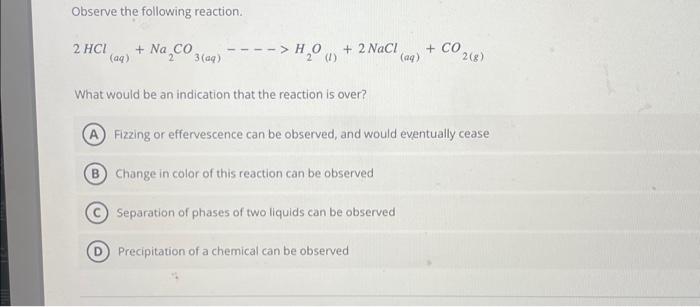Solved Observe the following reaction. | Chegg.com