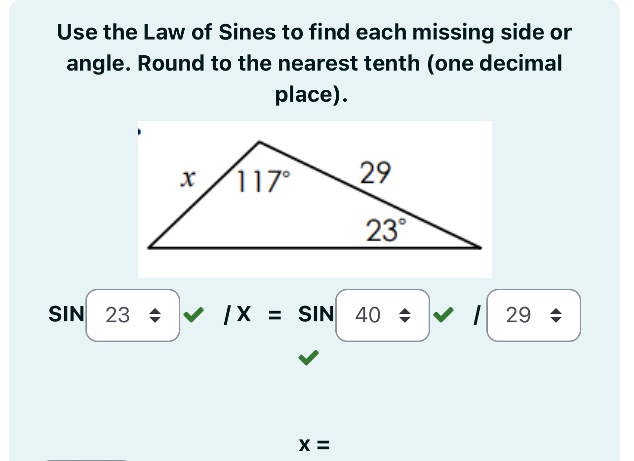 Solved Use the Law of Sines to find each missing side or | Chegg.com