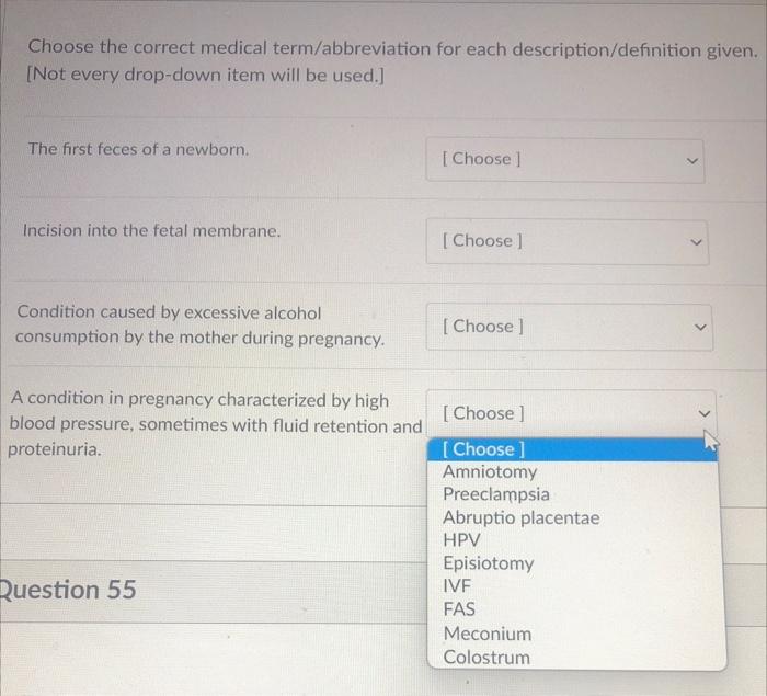 Solved Choose the correct medical term/abbreviation for each | Chegg.com Solved Choose the correct medical term/abbreviation for each | Chegg.com