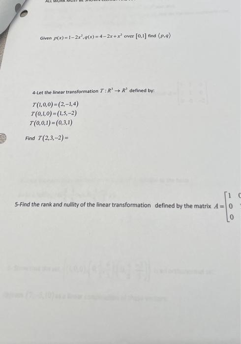 Solved Given p(x)=1−2x2,q(x)=4−2x+x2 over [0,1] find p,q | Chegg.com