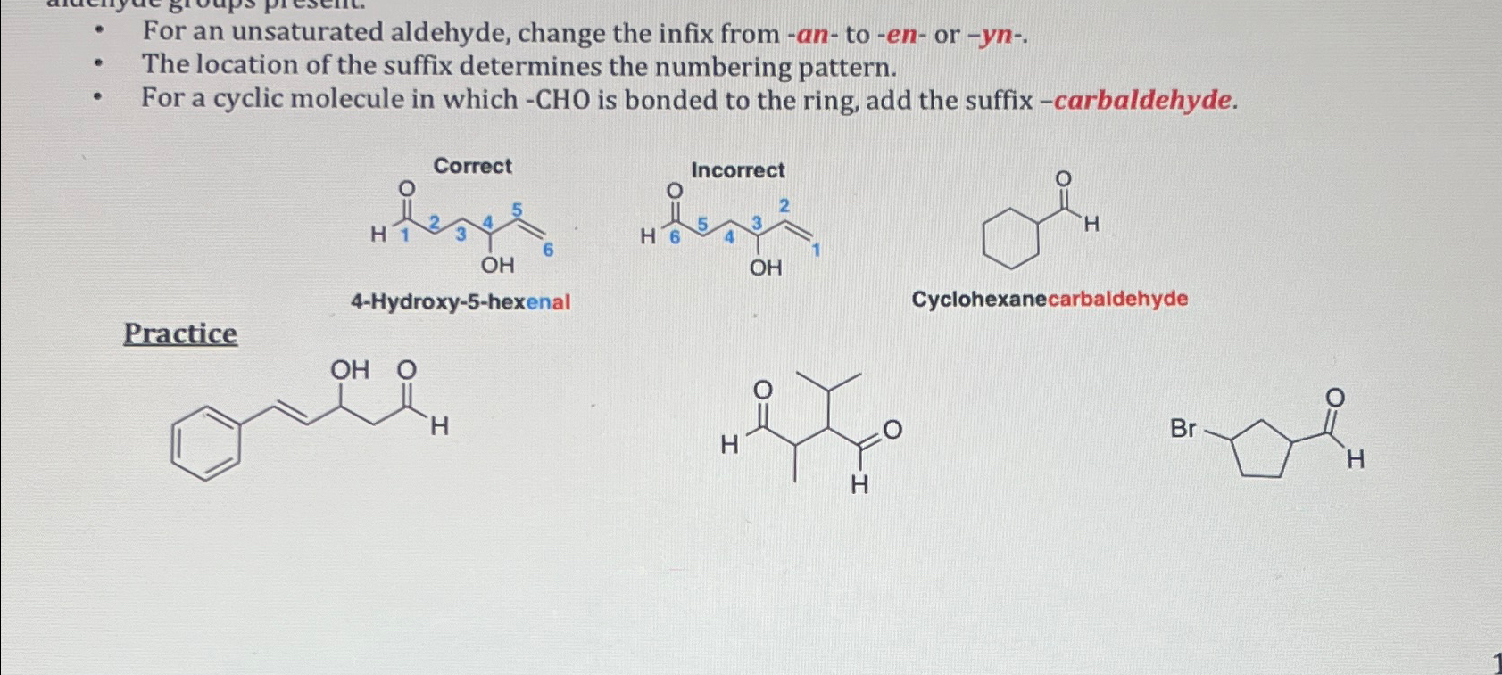 Solved For an unsaturated aldehyde, change the infix from - | Chegg.com