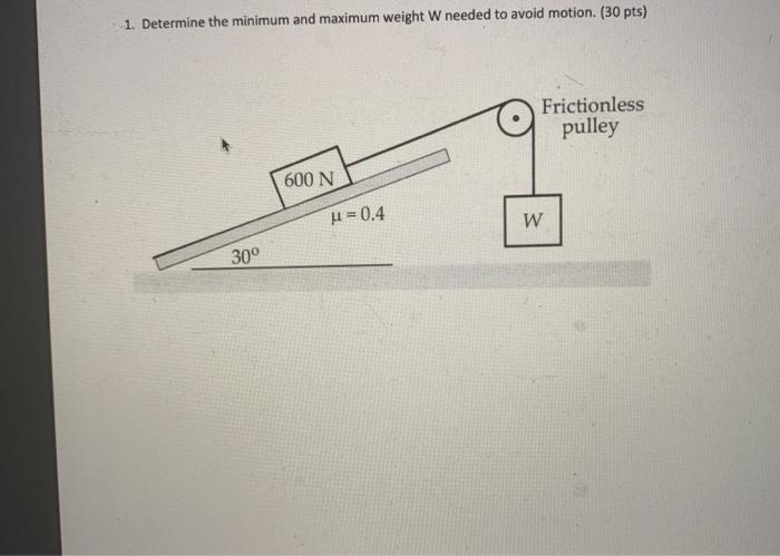 Solved 1. Determine the minimum and maximum weight W needed | Chegg.com