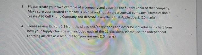 Solved 3. Please create your own example of a company and | Chegg.com