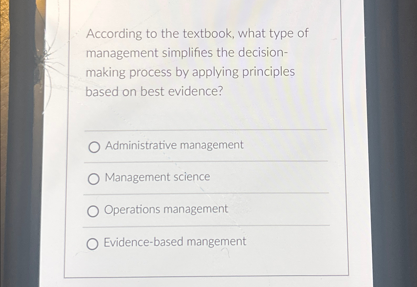 Solved According to the textbook, what type of management | Chegg.com