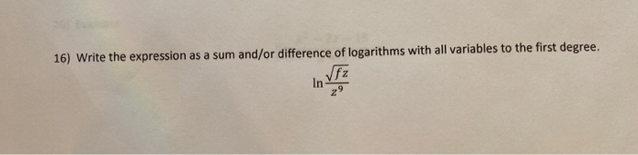 Solved 16) Write the expression as a sum and/or difference | Chegg.com