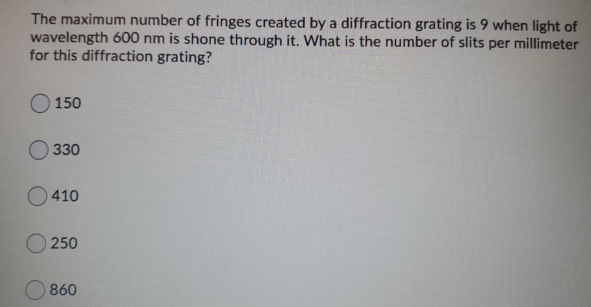 Solved The maximum number of fringes created by a | Chegg.com