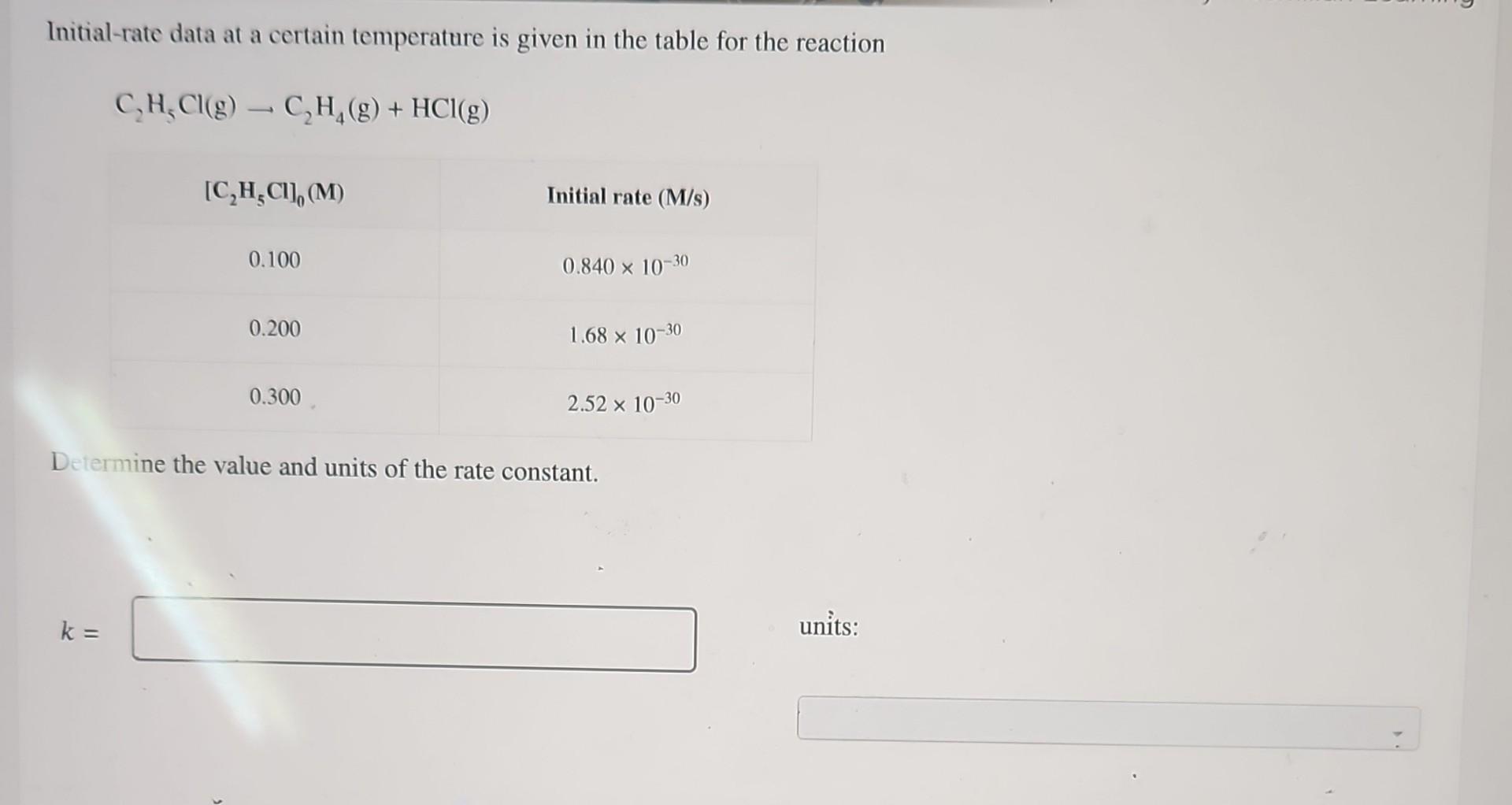 Solved Initial Rate Data At A Certain Temperature Is Given