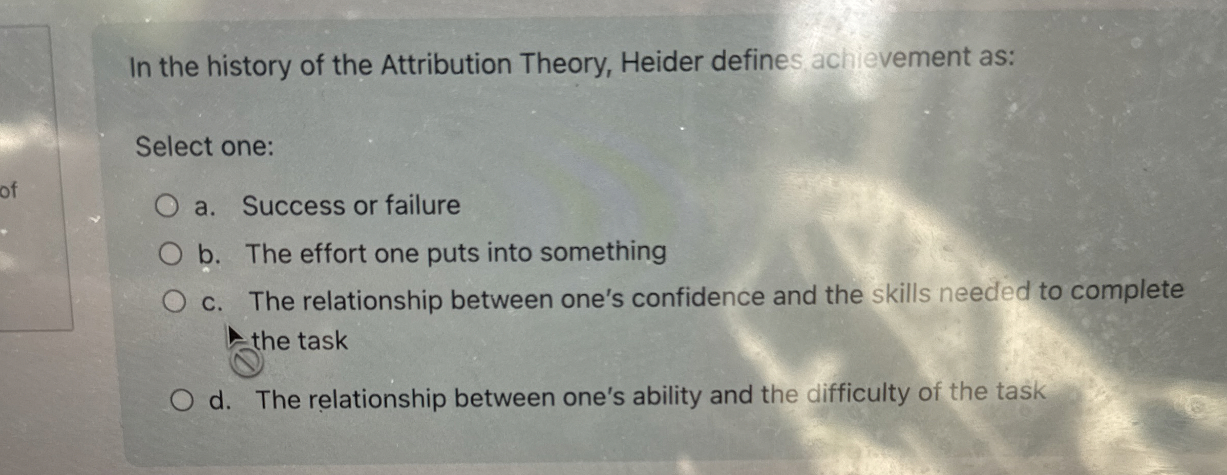 Solved In the history of the Attribution Theory, Heider | Chegg.com
