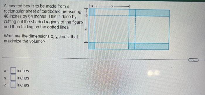 Solved A covered box is to be made from a rectangular sheet | Chegg.com