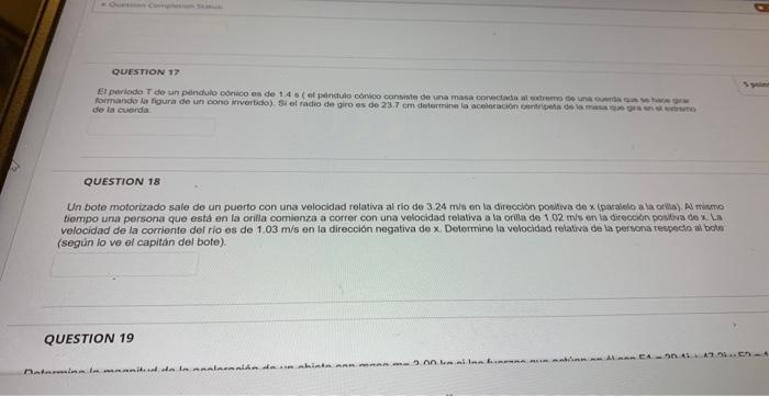 Solved QUESTION 18 Un bote motorizado sale do un puerto con | Chegg.com
