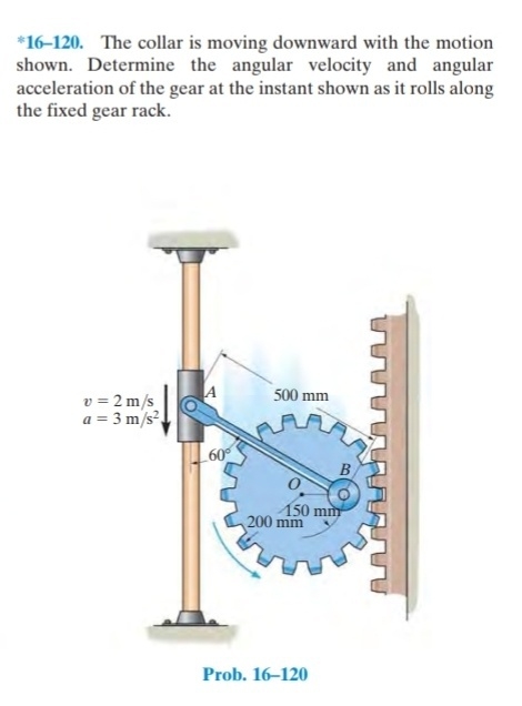 Solved *16-120. ﻿The collar is moving downward with the | Chegg.com