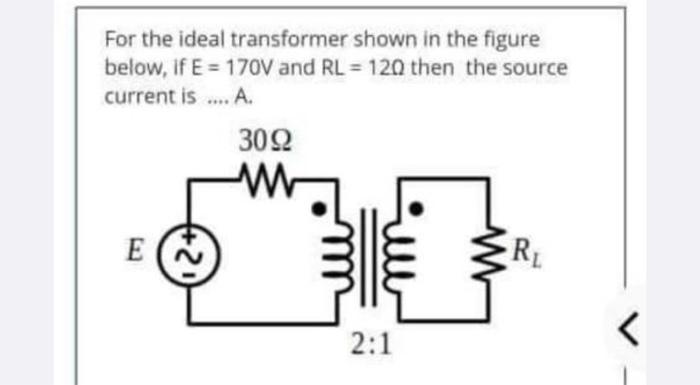 Solved For the ideal transformer shown in the figure below, | Chegg.com