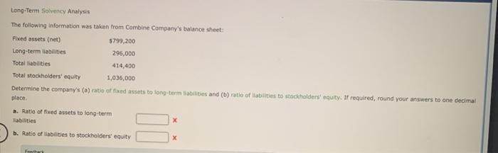 Solved Long-Term Solvency Analysis The following information | Chegg.com