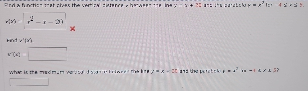 Solved by an EXPERT Find a function that gives the vertical distance v | Chegg.com