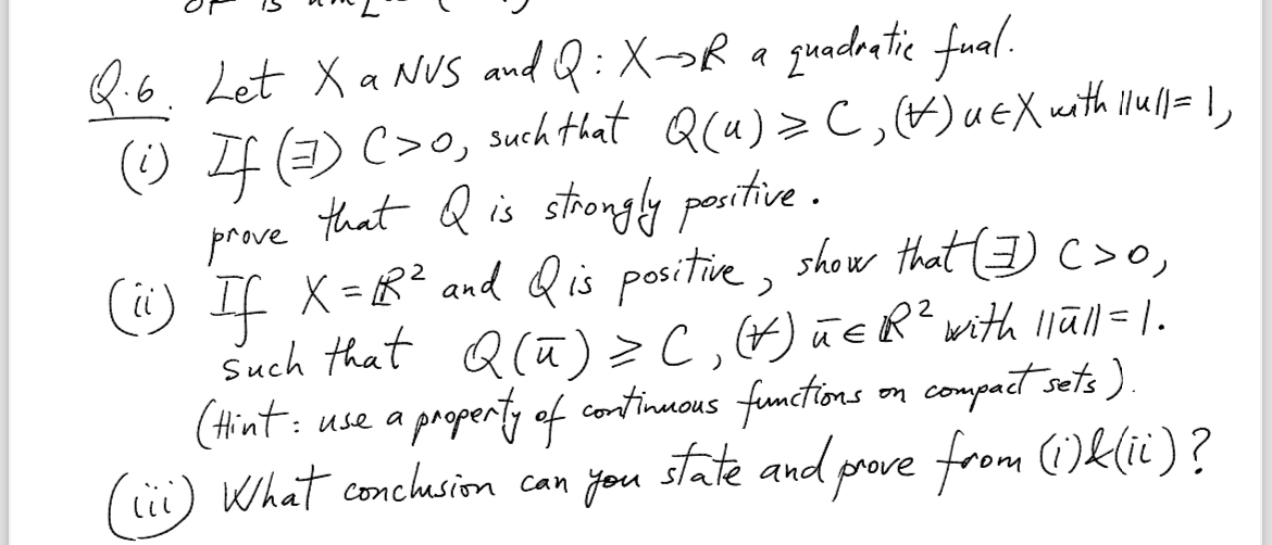 Solved Q.6. ﻿Let x ﻿a NUS and Q:x→R ﻿a quadratic fual.(i) | Chegg.com