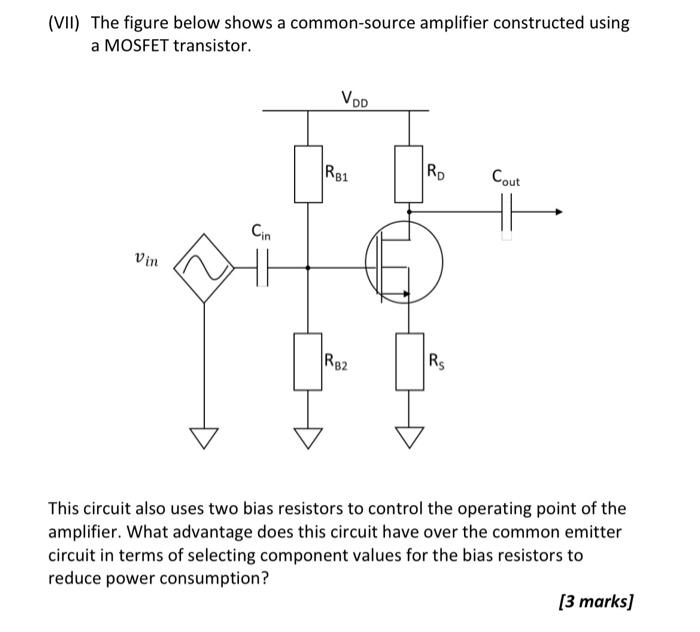 Solved (VII) The figure below shows a common-source | Chegg.com
