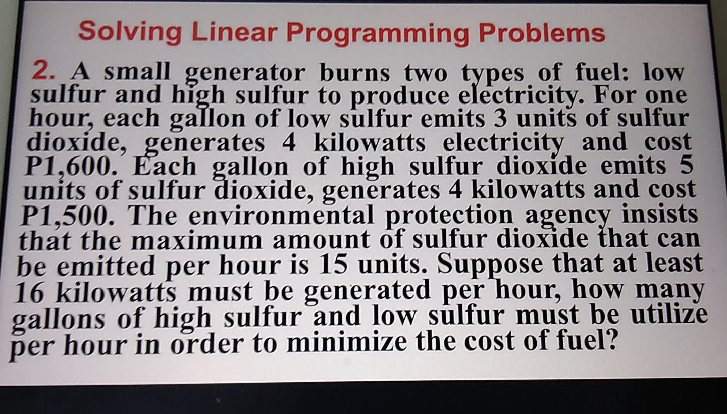 Solved Solving Linear Programming Problems 2. A small | Chegg.com