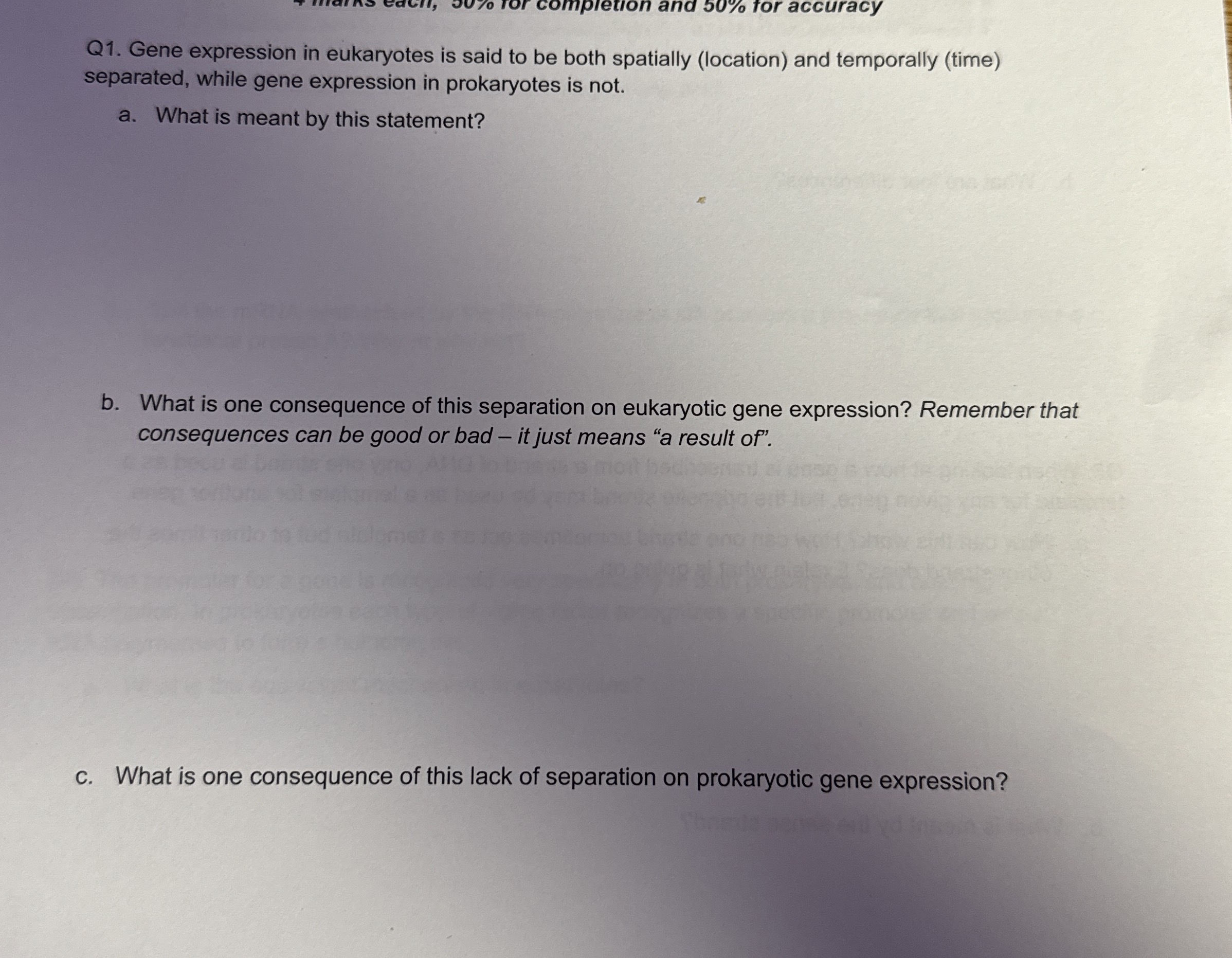 Solved Q1. ﻿Gene expression in eukaryotes is said to be both | Chegg.com