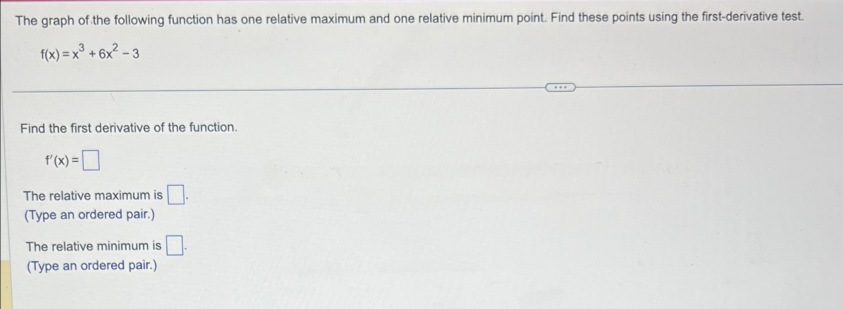 Solved The graph of the following function has one relative | Chegg.com
