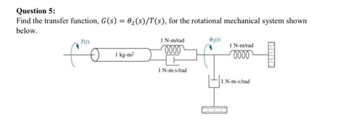 Solved Question 5: Find the transfer function, | Chegg.com