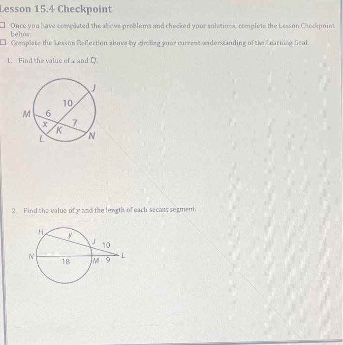 Solved esson 15.4 Checkpoint Once you have completed the | Chegg.com