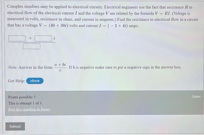 Solved Complex numbers may be applied to electrical | Chegg.com