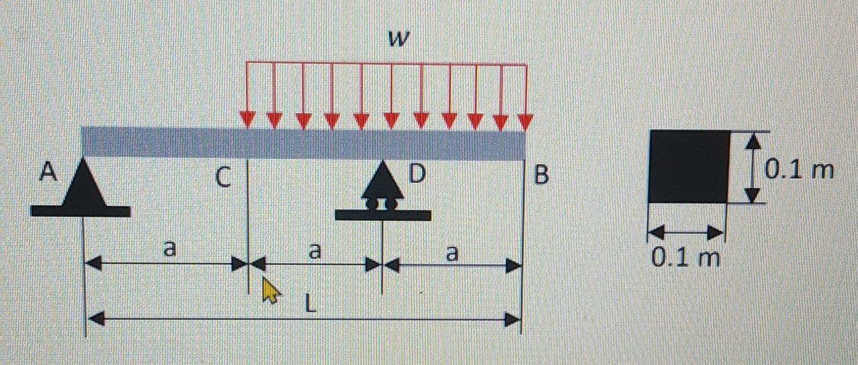 A C a L W D a B 0.1 m 0.1 m Fig. 1 Distributed load | Chegg.com