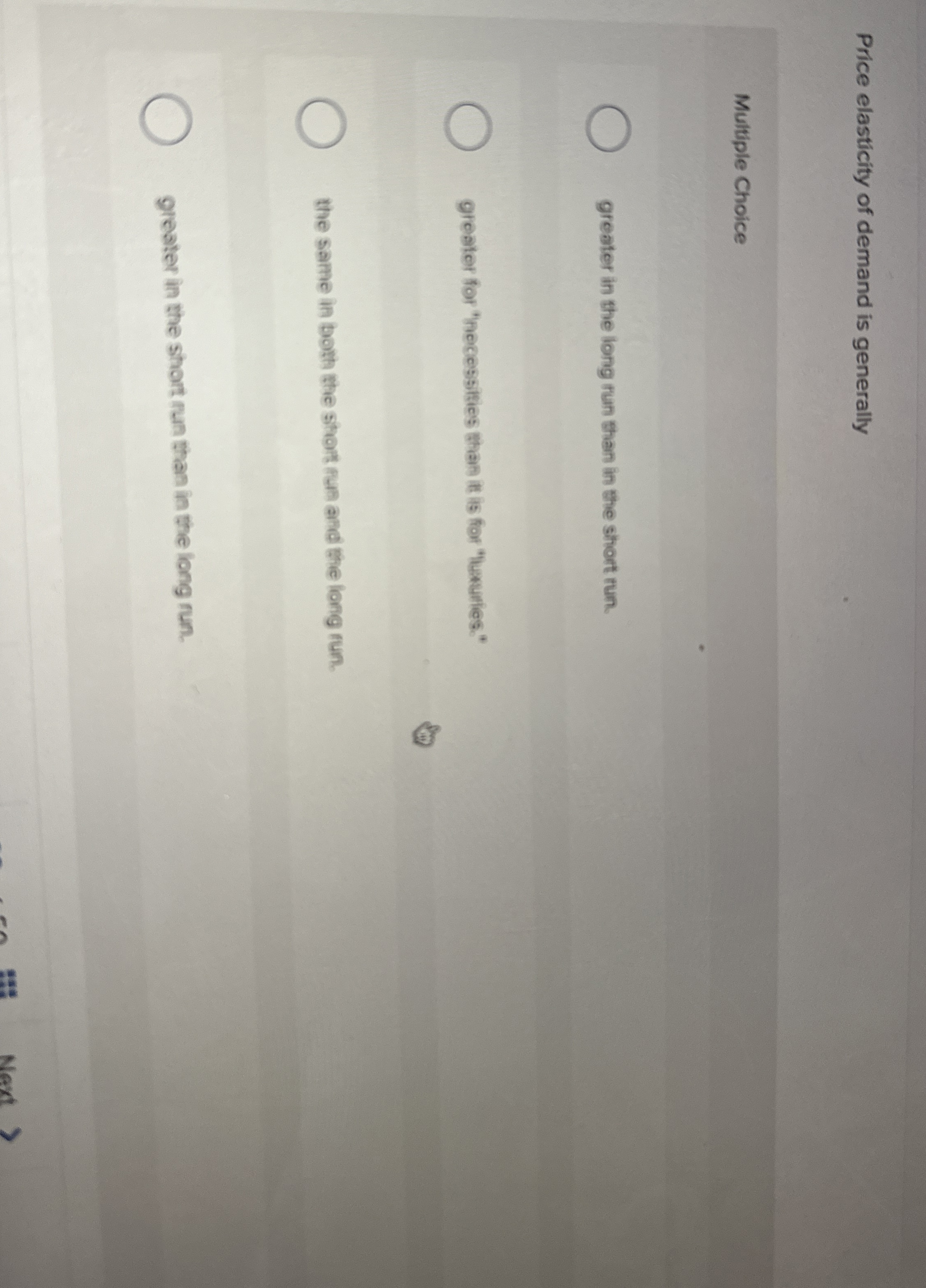 Solved Price elasticity of demand is generallyMultiple | Chegg.com