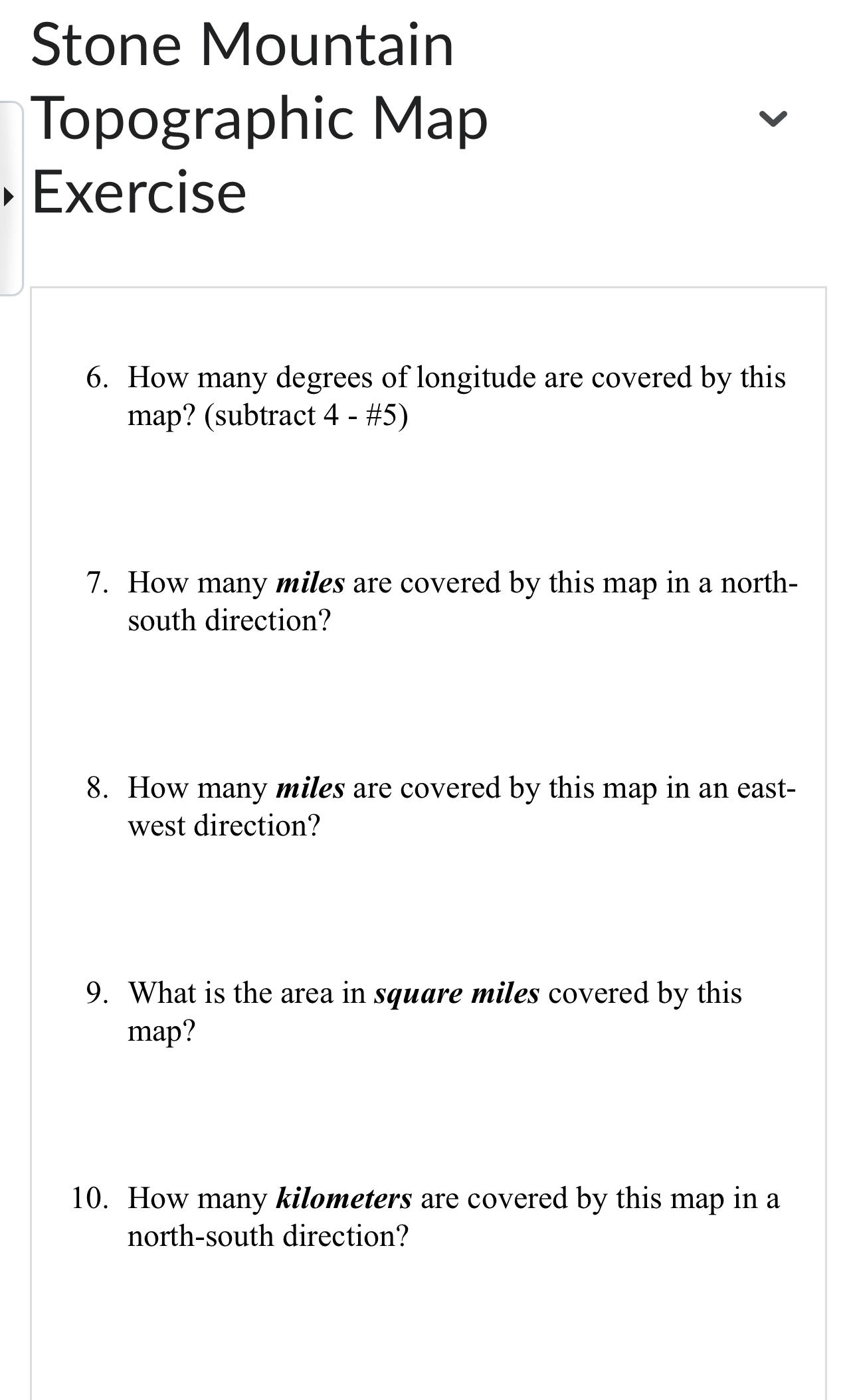 Solved Stone MountainTopographic MapExercise6. ﻿How many | Chegg.com