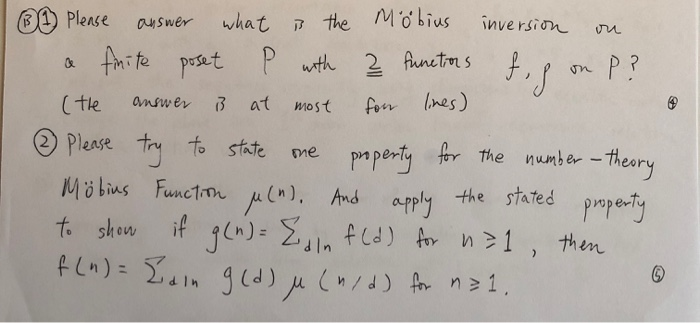 Solved answer or a finite poset amewer Please what is the | Chegg.com