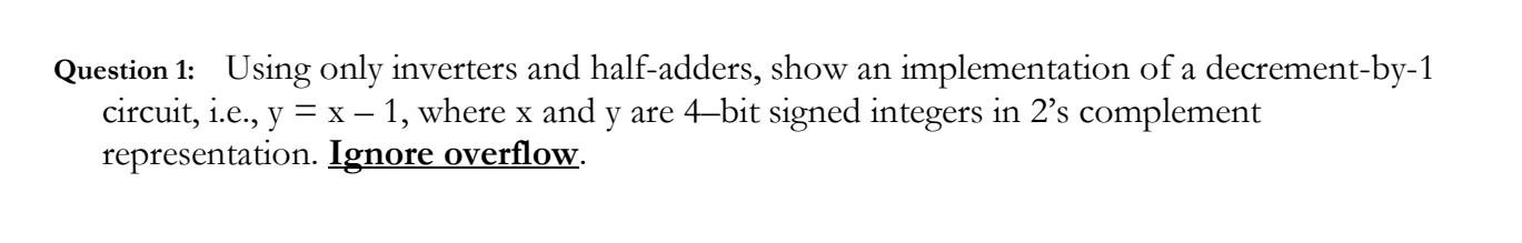Solved Question 1: Using only inverters and half-adders, | Chegg.com