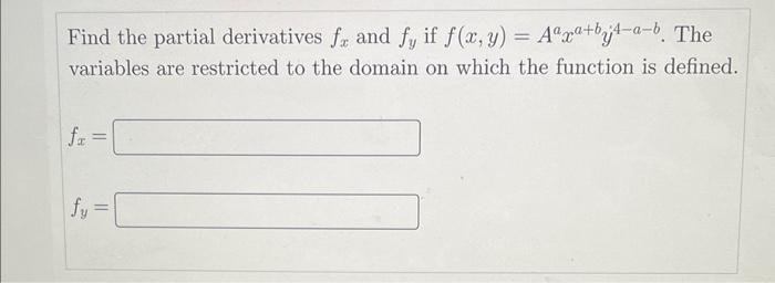 Solved Find the partial derivatives fx and fy if | Chegg.com