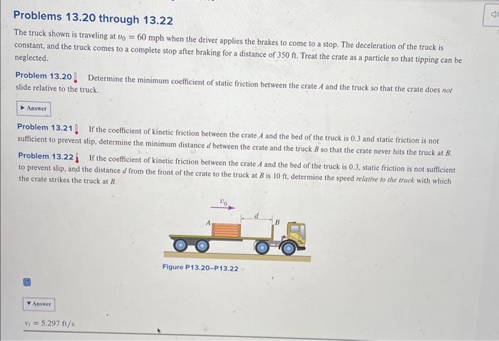 Solved Problems 13.20 through 13.22 The truck shown is | Chegg.com
