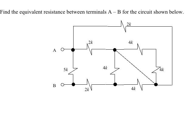 Solved Find the equivalent resistance between terminals A−B | Chegg.com