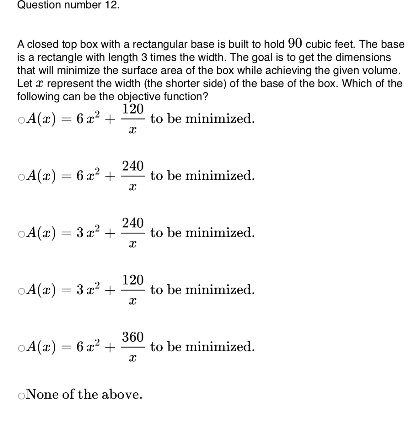 Solved Question number 12.A closed top box with a | Chegg.com