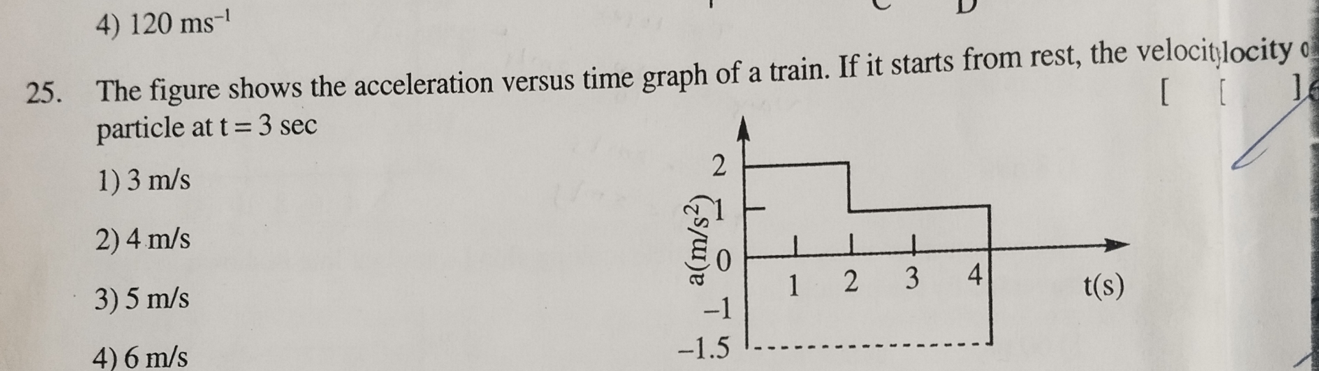 Solved 120ms-1The figure shows the acceleration versus time | Chegg.com