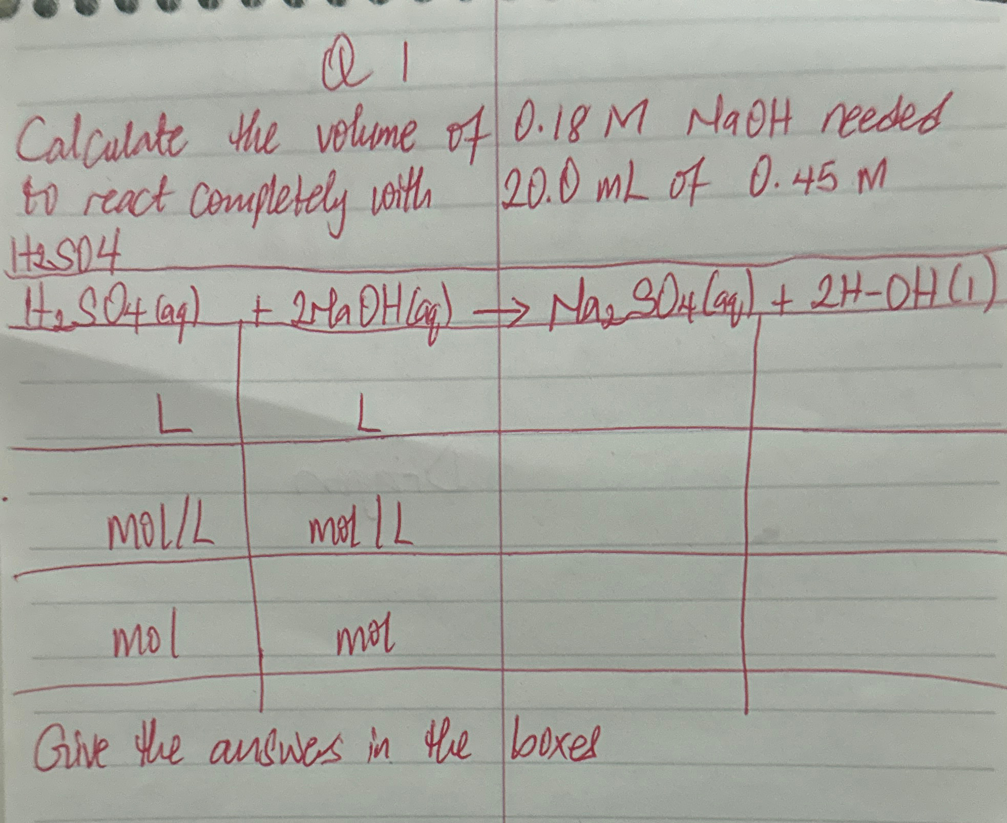 Solved Q।Calculate the volume of 0.18MNaOH needed to react | Chegg.com