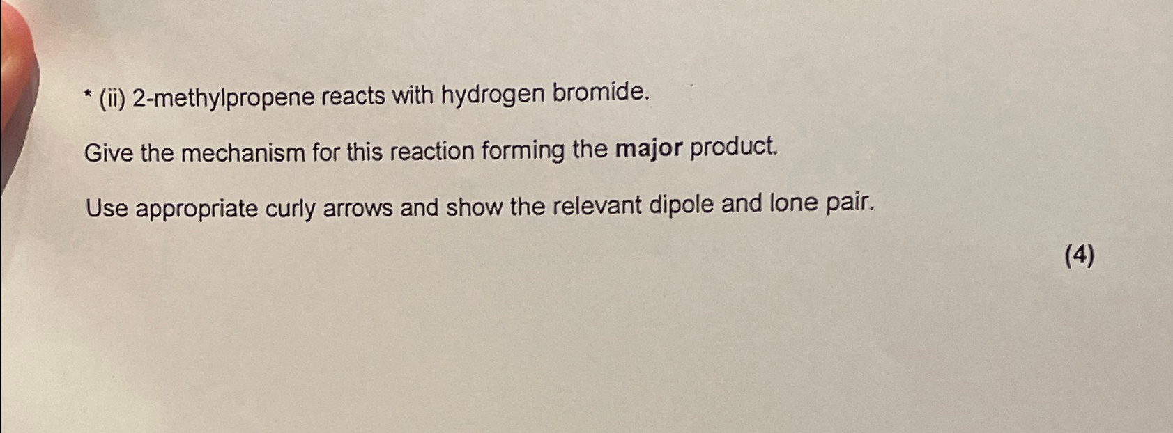 Solved (ii) 2-methylpropene reacts with hydrogen | Chegg.com