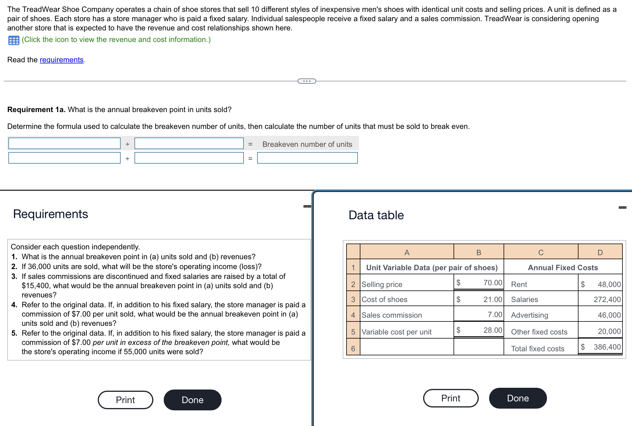 Solved Requirement 1a. ﻿What is the annual breakeven point | Chegg.com