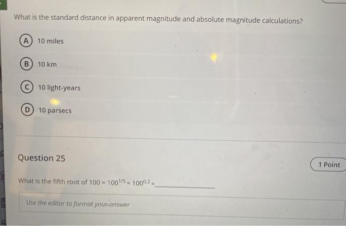 Solved What is the standard distance in apparent magnitude | Chegg.com
