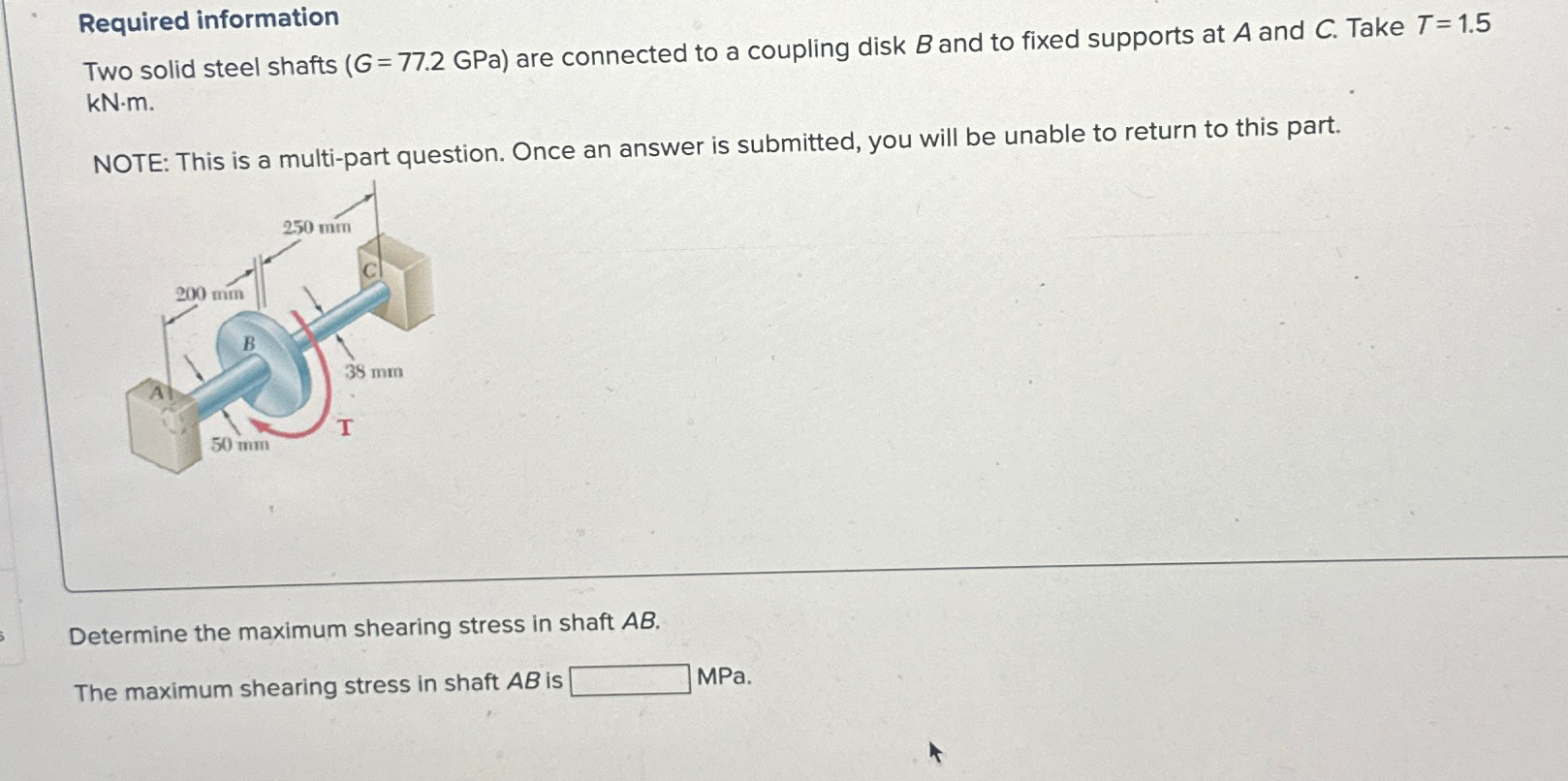 Solved Required informationTwo solid steel shafts | Chegg.com